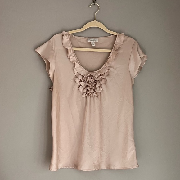 Dress Barn | Tops | Bogo Sale Dress Barn Tan Ruffle Front Flowy Blouse ...